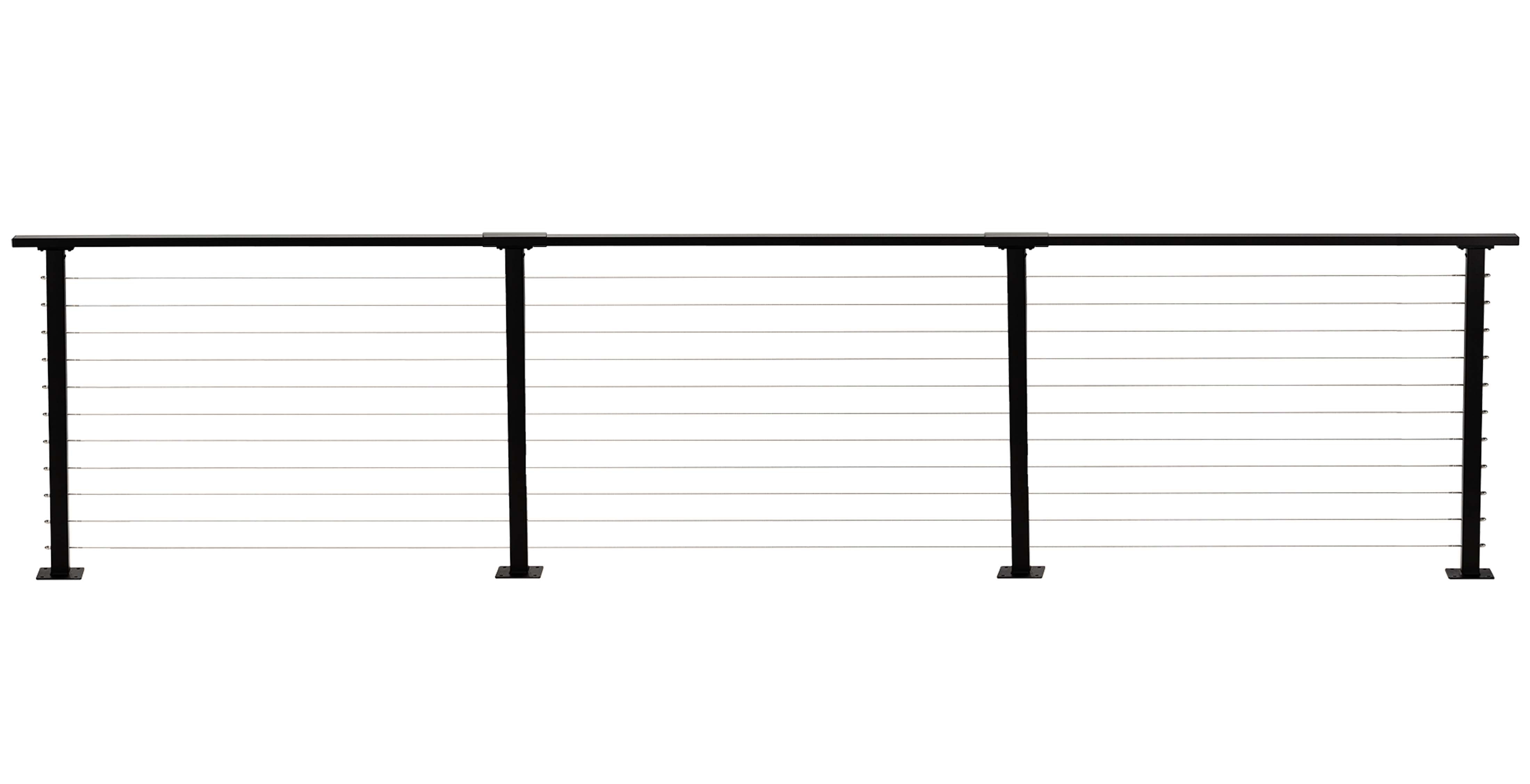 15 ft. Deck Cable Railing, 36 in. Base Mount, Black , Stainless ...